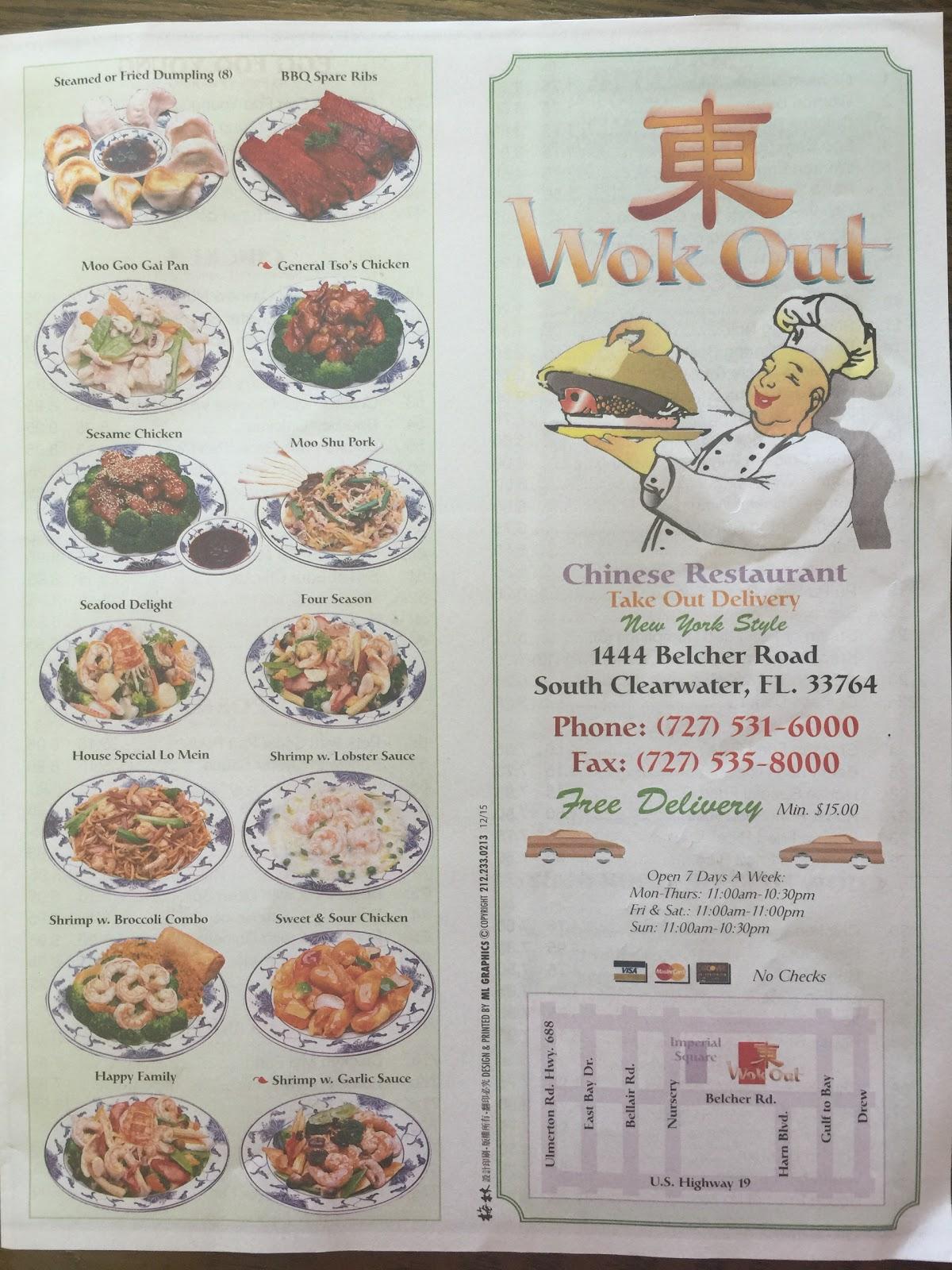Menu at Wok Out Restaurant, Clearwater