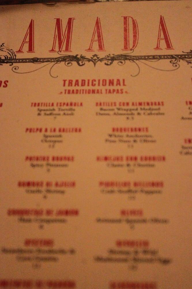 Menu at Amada pub & bar, Philadelphia