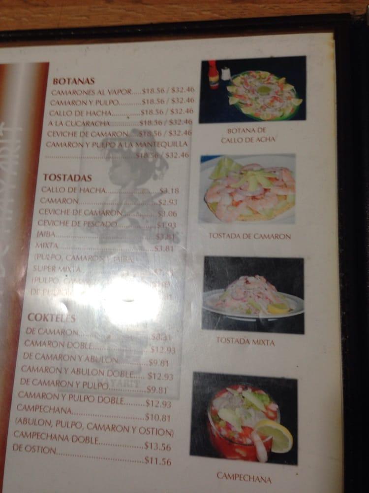 Carta del restaurante Mariscos El Kora De Nayarit, Los Angeles