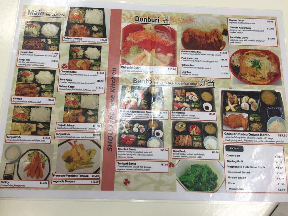 Menu at Shou Japanese Kitchen restaurant, Greenwood