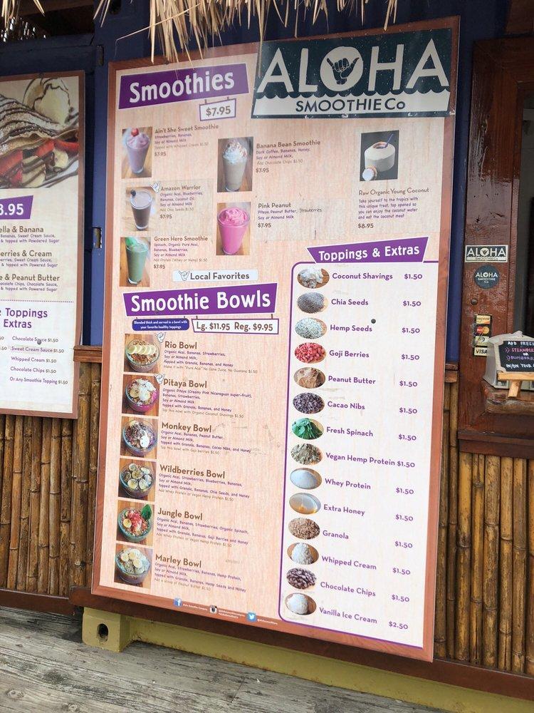 Menu at Aloha Smoothie Co. pub & bar, Wildwood