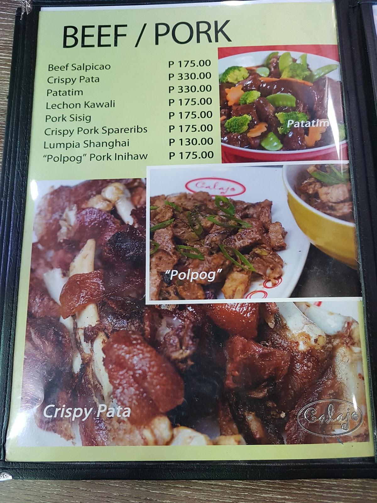 Menu at Calajo Resto restaurant, La Trinidad, FH4Q+JGP