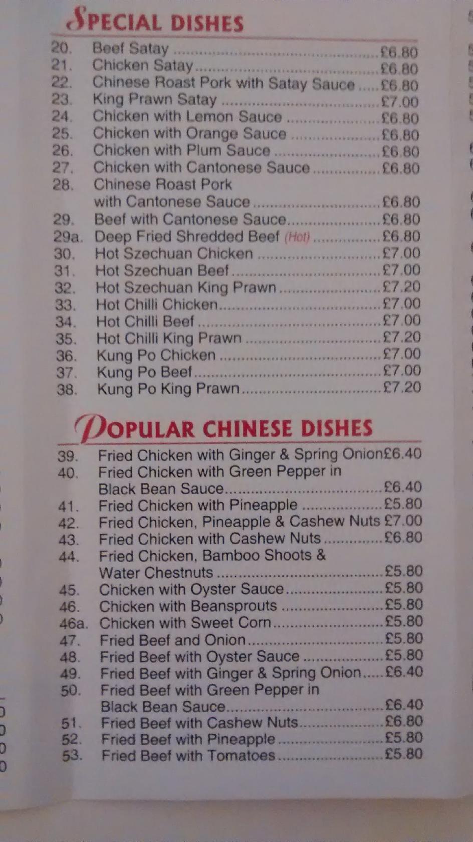 Menu at China Kitchen fast food, Shipston-on-Stour