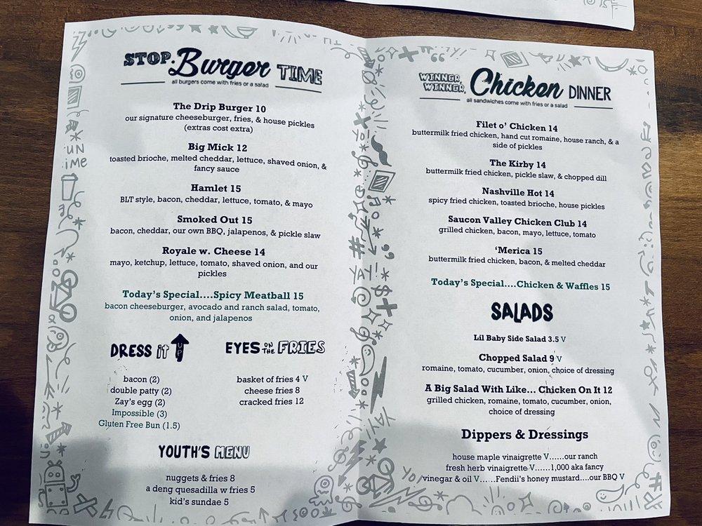 Menu at Drip pub & bar, Hellertown