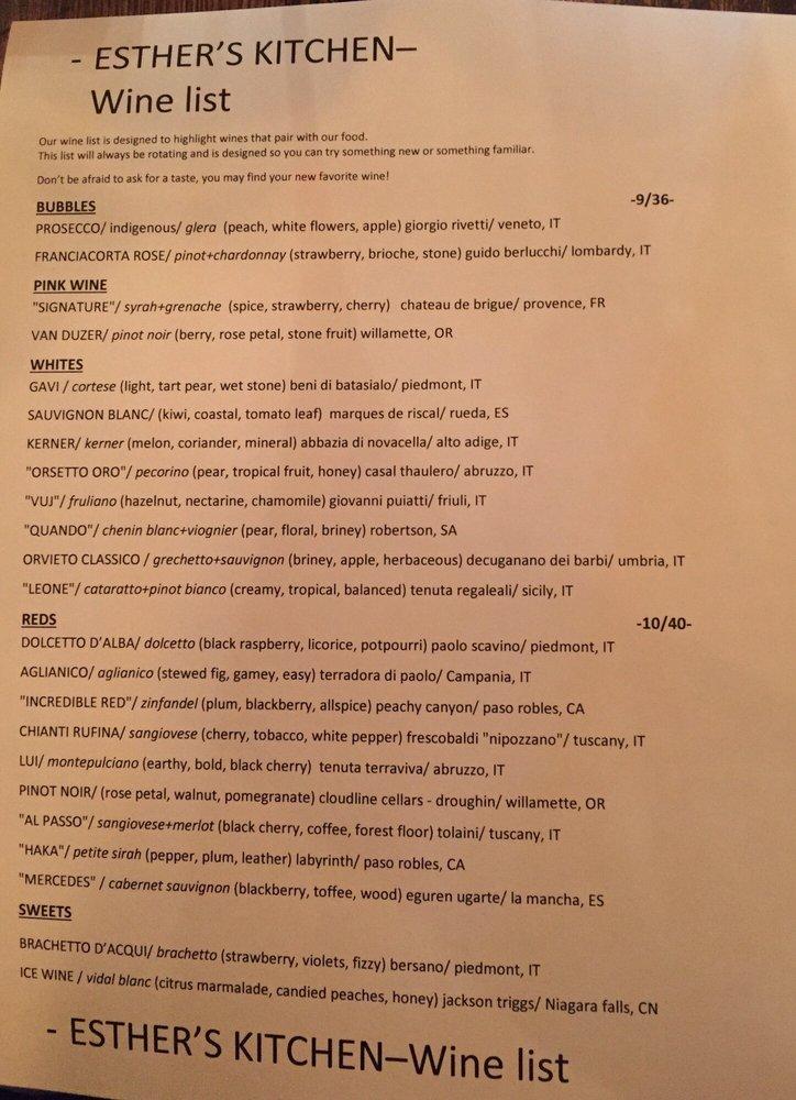 Menu at Esther's Kitchen pub & bar, Las Vegas