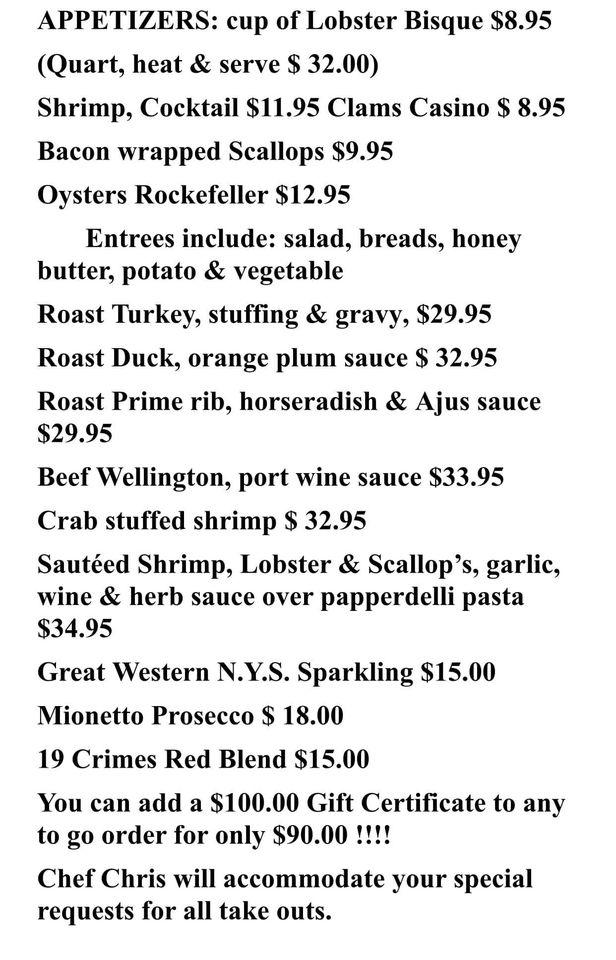 Menu at The Inn Between Restaurant, Fairmount