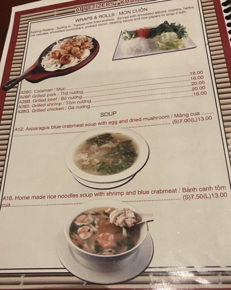 Menu at Noodle Saigon Restaurant, North Naples