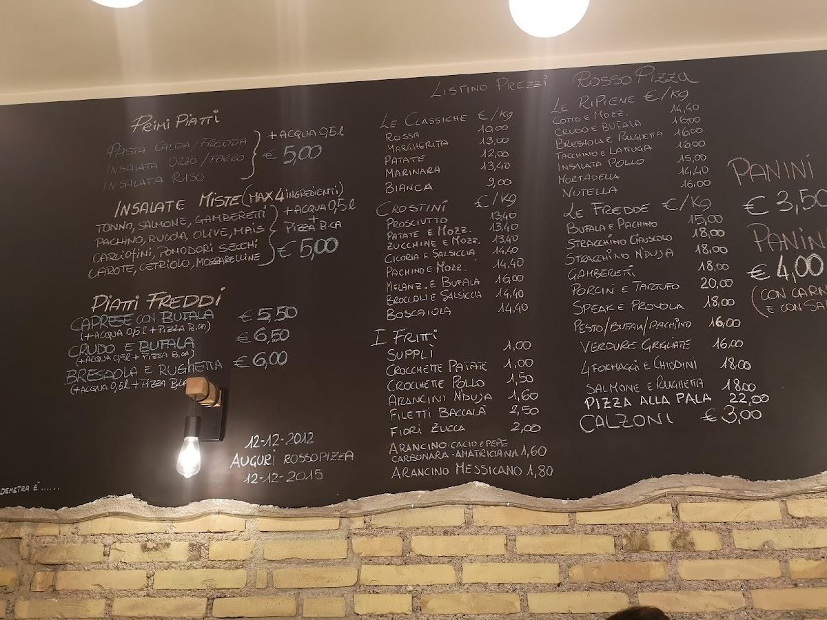 Menu da Rosso Pizza pizzeria, Roma, Via Cesare Fracassini