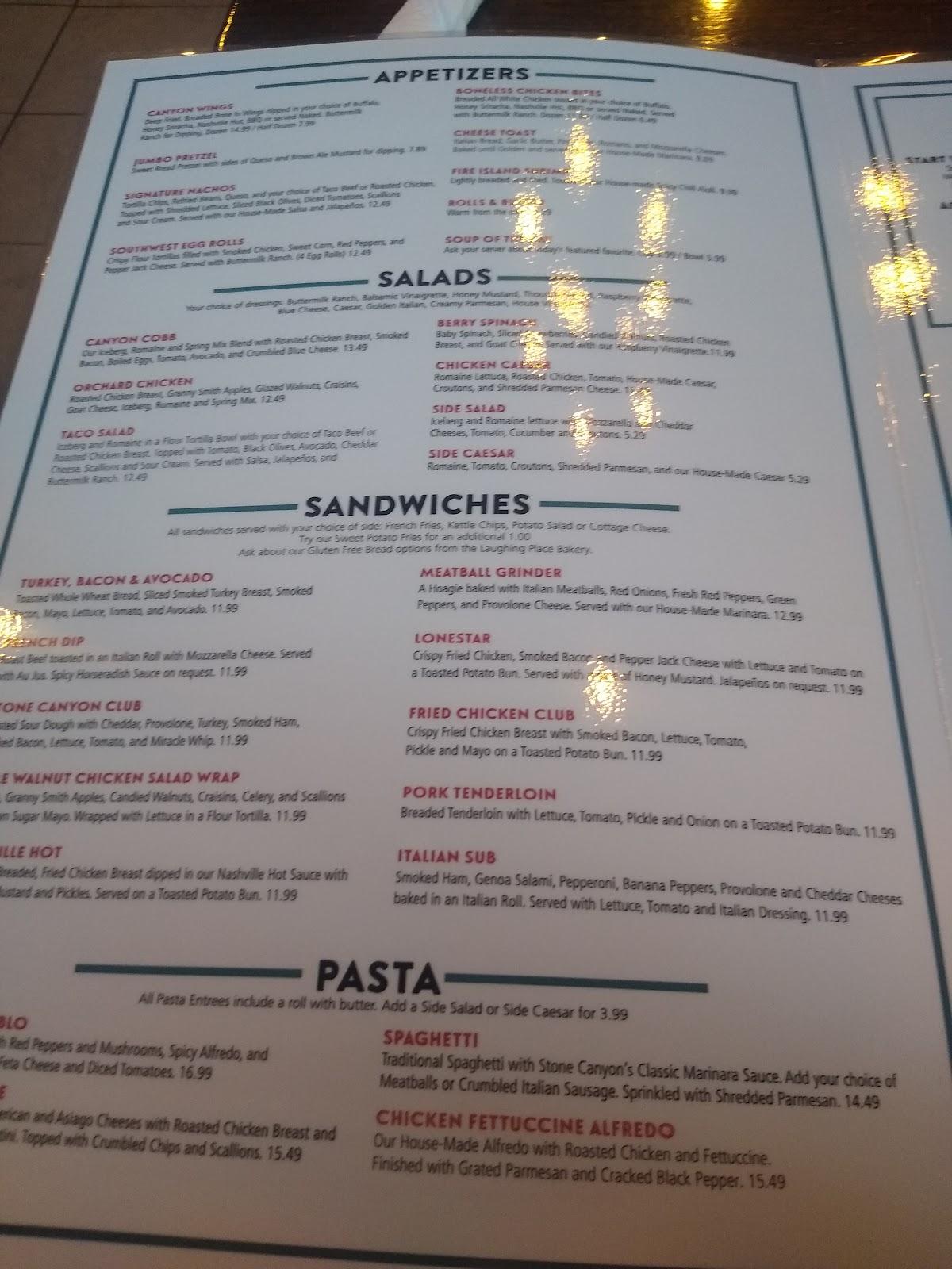 Menu at Stone Canyon Pizza Gladstone pizzeria, Gladstone, 504 NE 70th St