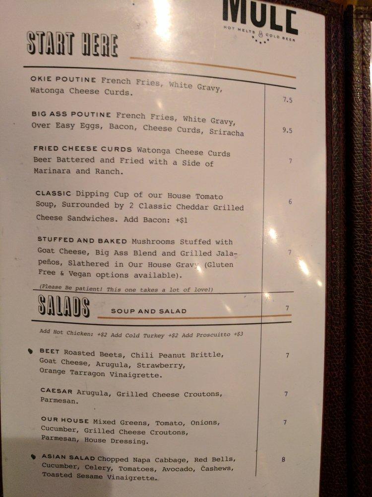 Menu at The Mule pub & bar, Oklahoma City, NW 16th St