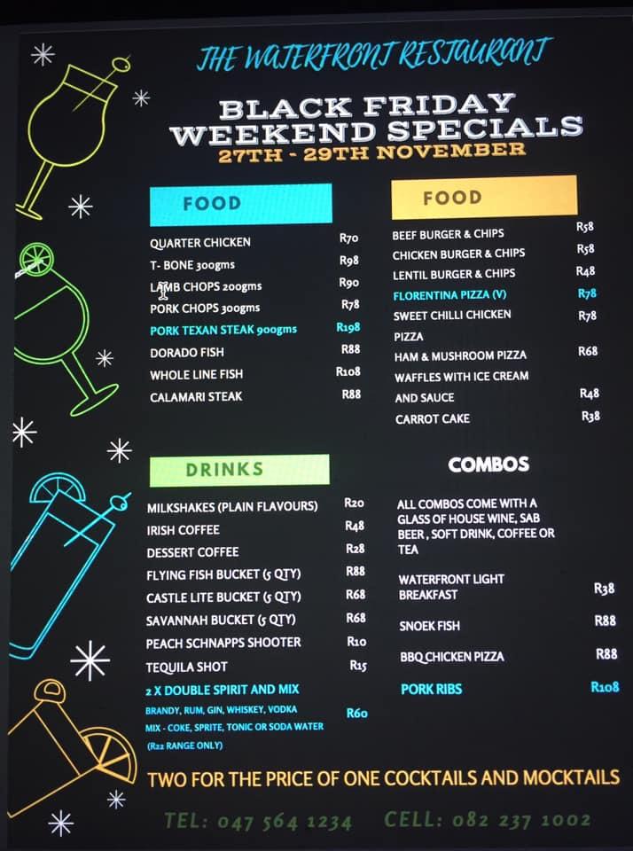 Menu at The Waterfront Pizza and Seafood Restaurant, Port Saint Johns