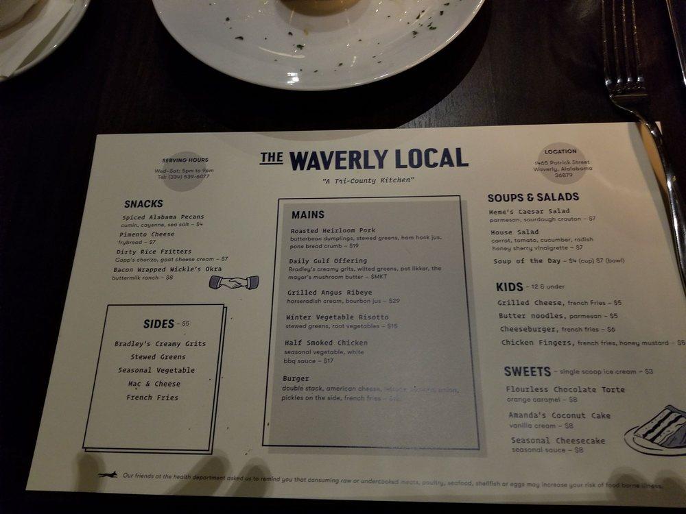 Menu at The Waverly Local pub & bar, Waverly