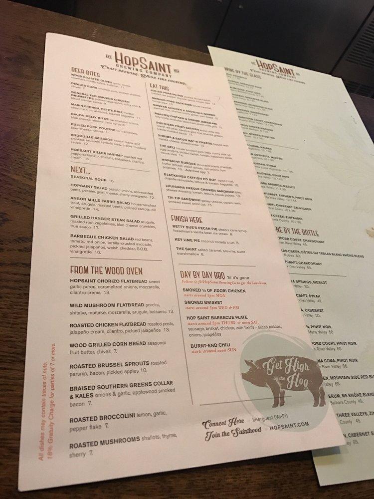 Menu at HopSaint Brewing Company pub & bar, Torrance