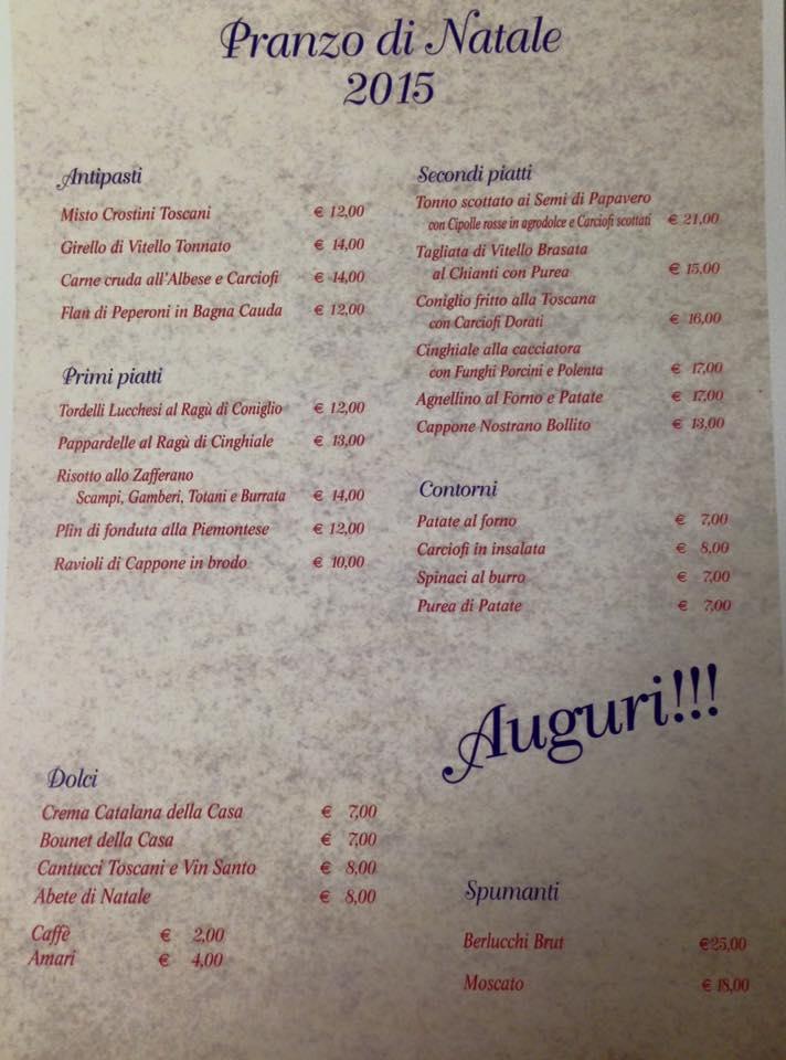Menu da Trattoria Toscana ristorante, Torino, Via Vanchiglia
