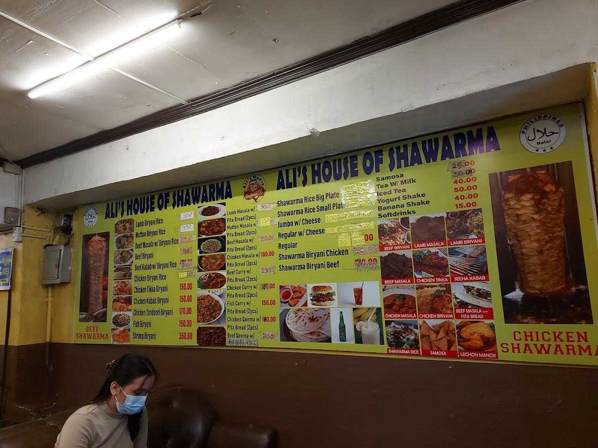 Menu at Ali House of Shawarma Halal restaurant, Baguio