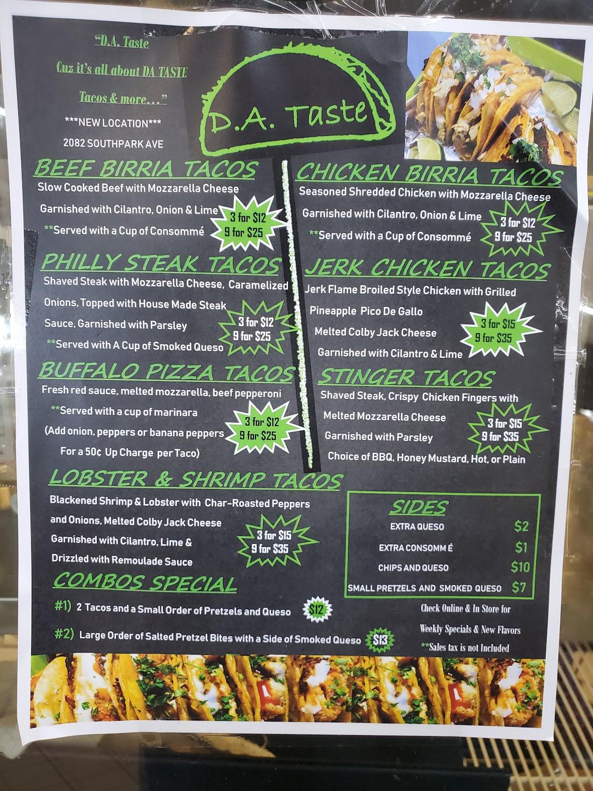 Menu at Da Taste pub & bar, Newcastle