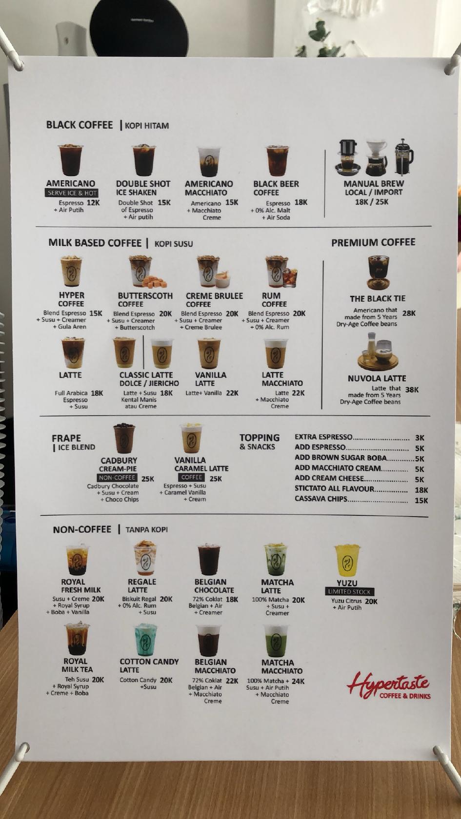 Menu at Hypertaste Kopi - Citra 6 cafe, West Jakarta