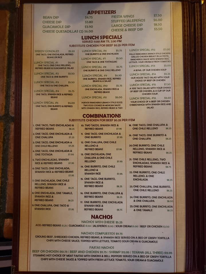Menu at La Fiesta Mexican Restaurant, Camden, 29 E Dekalb St