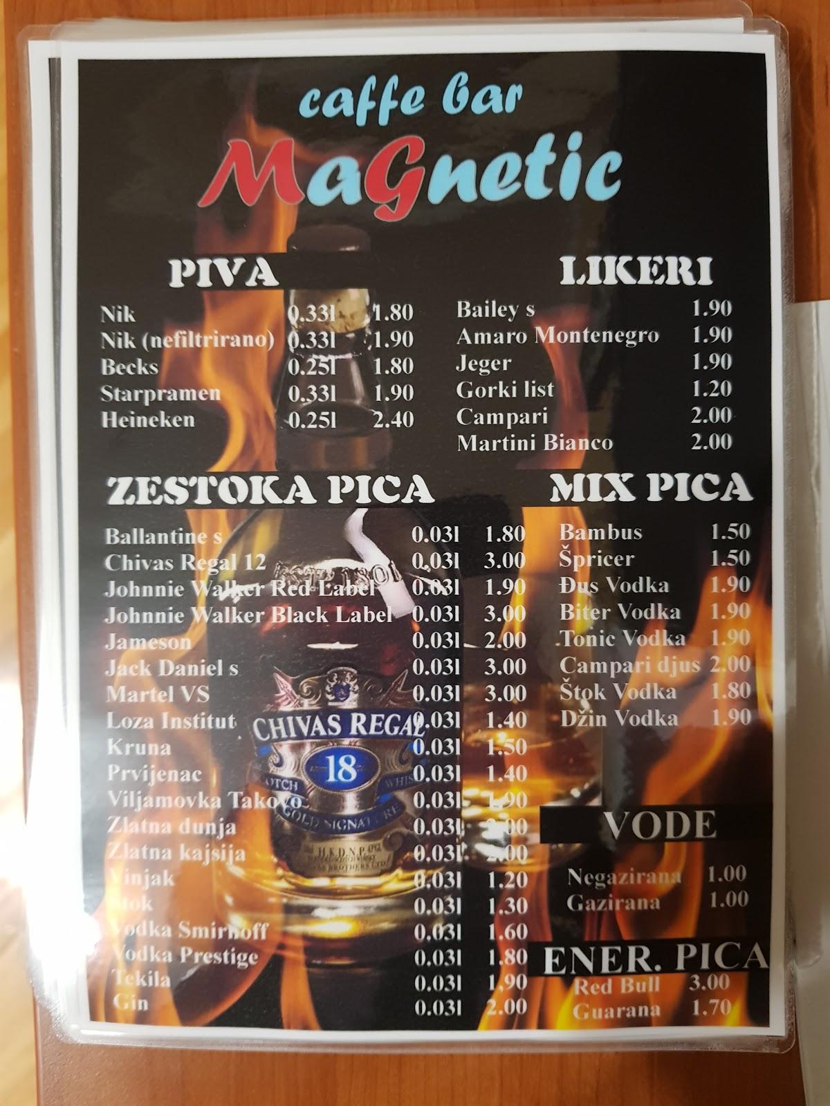 Menu at MaGnetic Caffe Bar, Danilovgrad