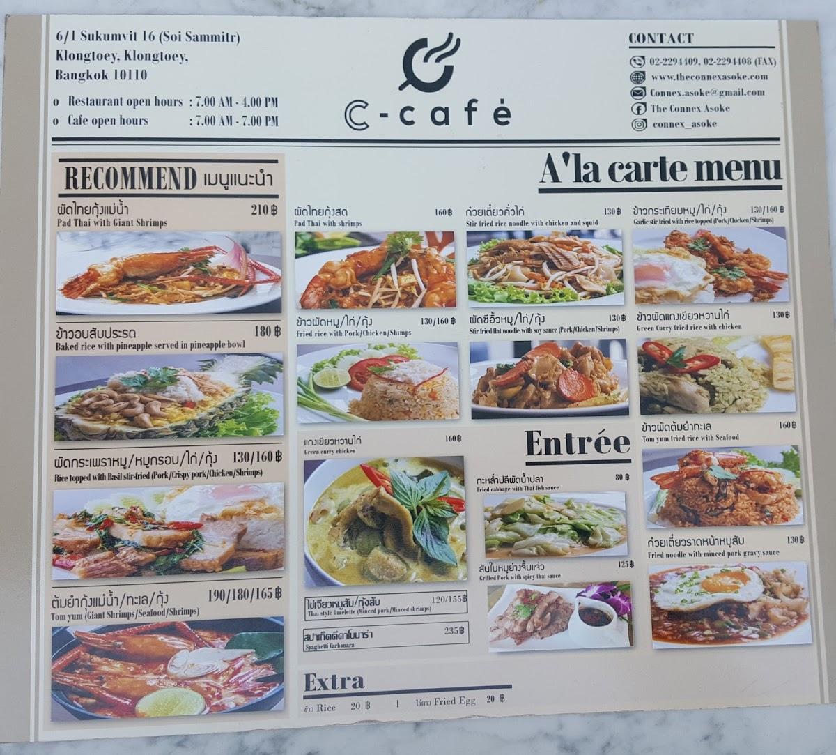 Menu at The Connex C-Cafe, Bangkok