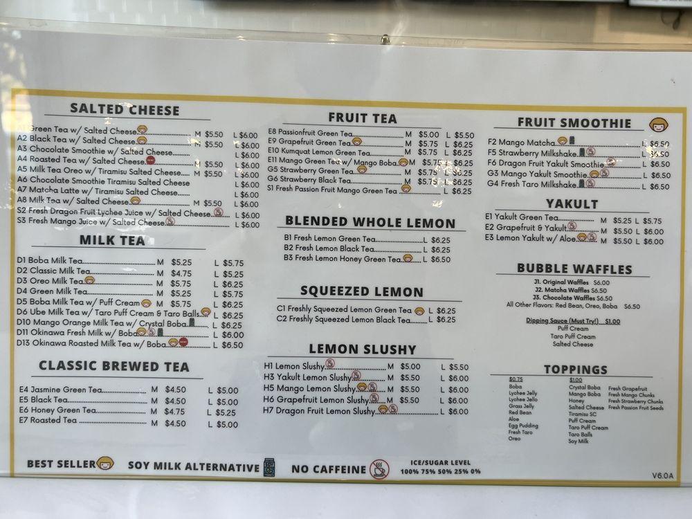 Menu at Happy Lemon pub & bar, San Ramon