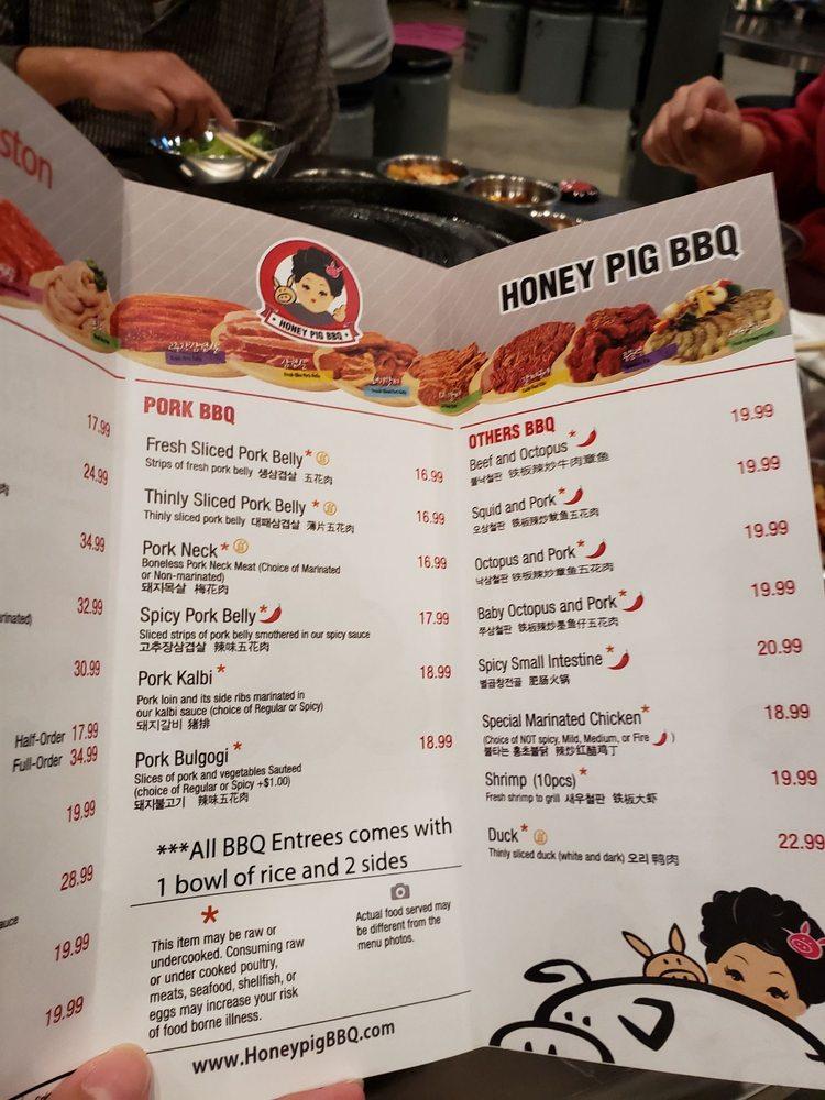 Menu at Honey Pig BBQ, Houston