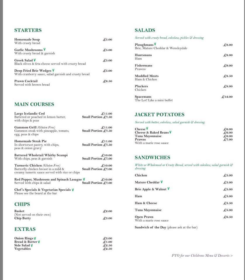 Menu at The Grouse Inn pub & bar, Sheffield