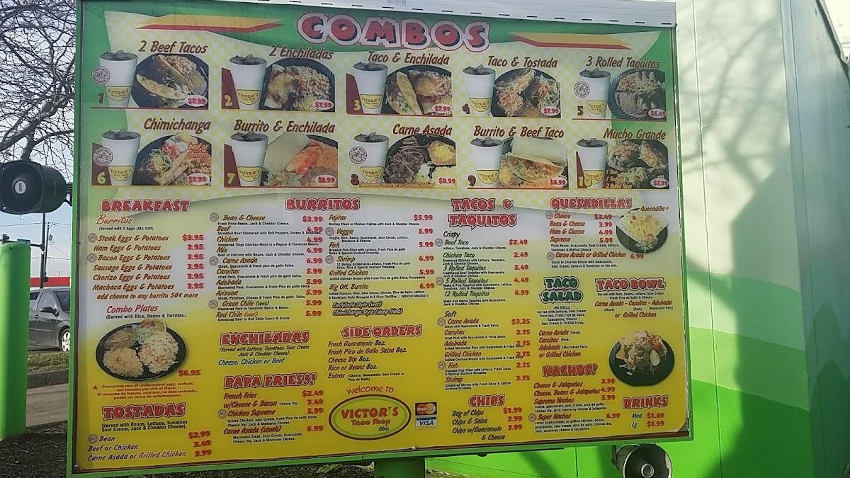 Menu at Victor's Taco Shop restaurant, Fairborn