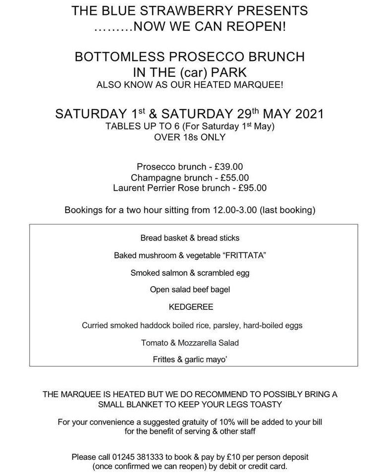 Menu at Blue Strawberry Bistrot restaurant, Hatfield Peverel
