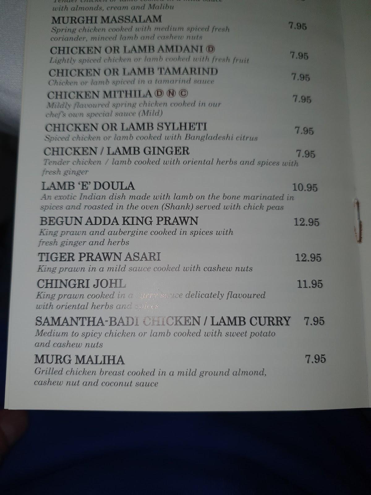 Menu at Café Masala cafe, Dunstable
