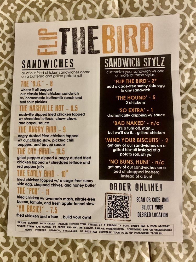 Menu at Flip The Bird restaurant, Swampscott