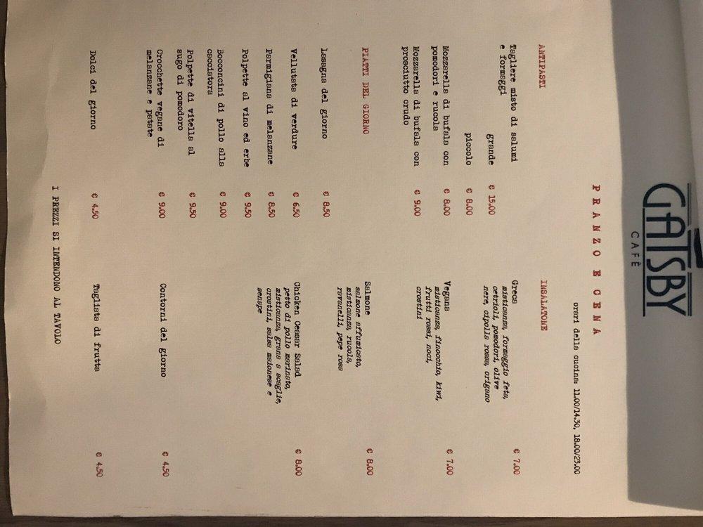 Menu at Gatsby Cafè pub & bar, Rome