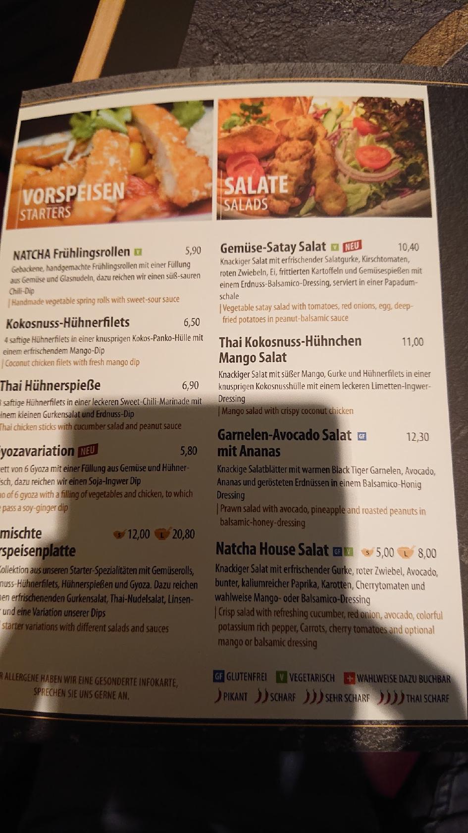 Speisekarte von Natcha Düsseldorf - Modern Thai Food restaurant ...