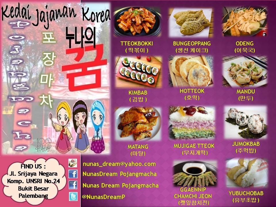 Menu at Nunas Dream Pojangmacha restaurant, Palembang