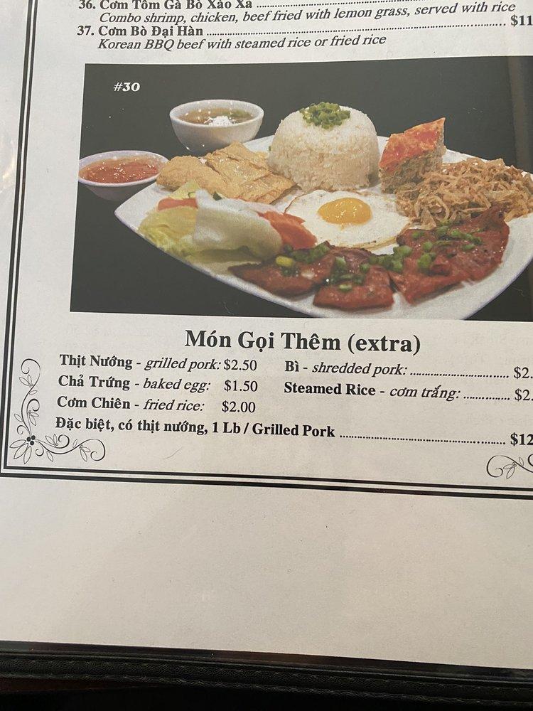 Menu at Pho KC restaurant, Wichita