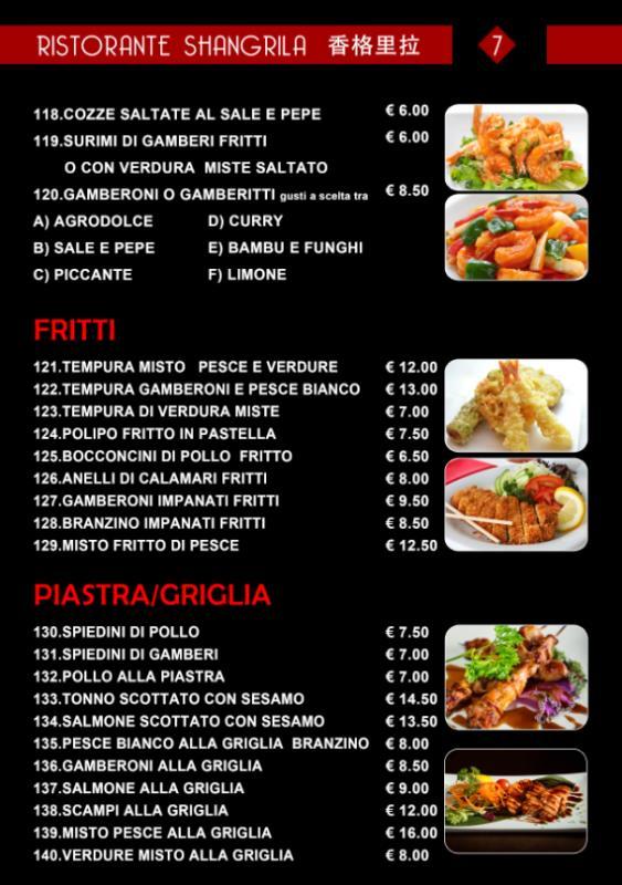 Menu da RISTORANTE SHANGRILA, Valdagno
