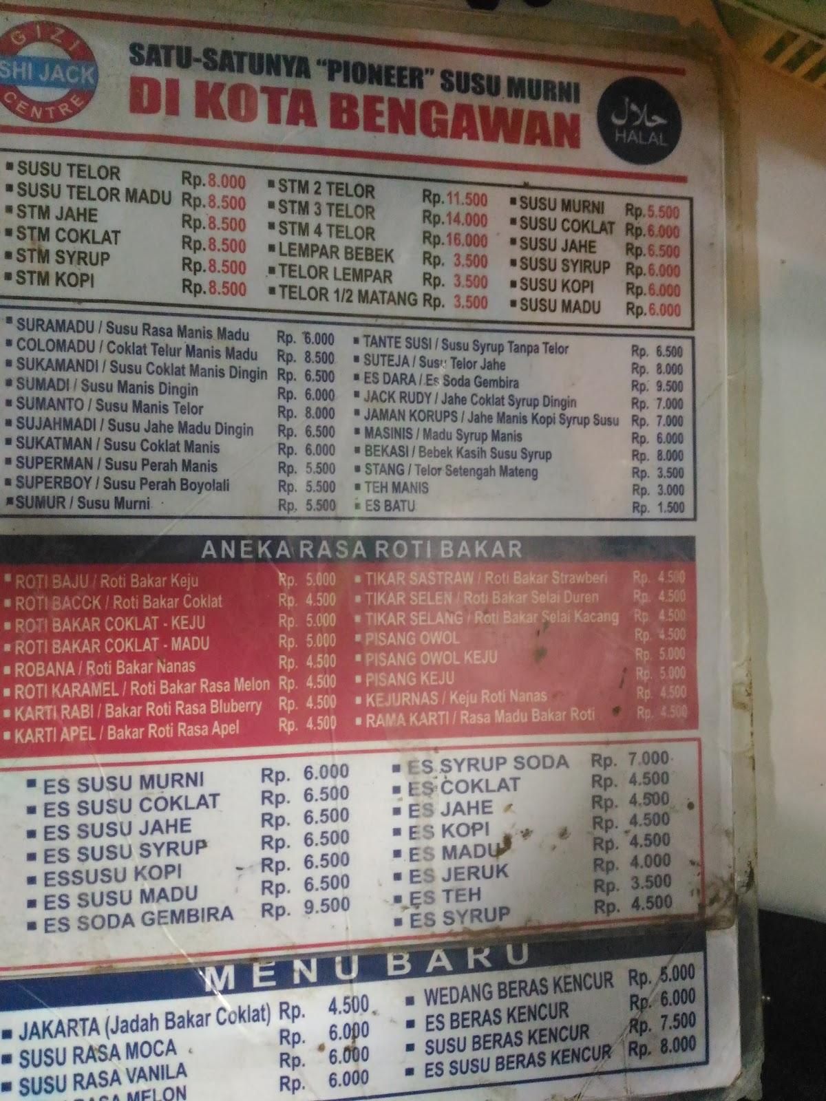 Menu at Shi Jack Kota Barat, Surakarta