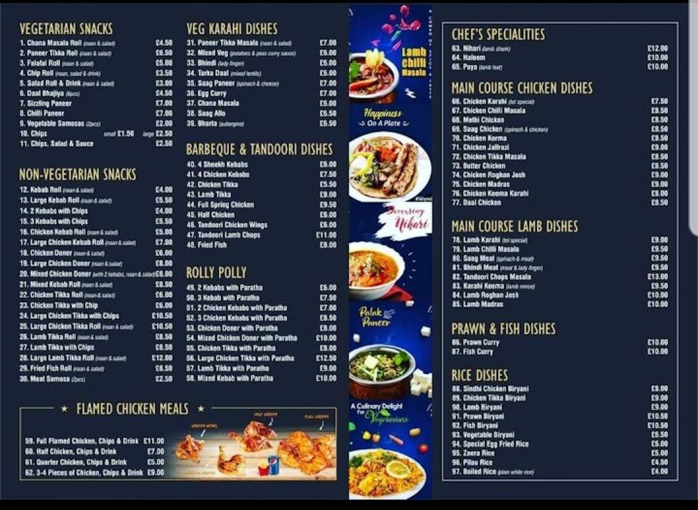Menu at Taste of Lahore restaurant, Wembley, 417 High Rd