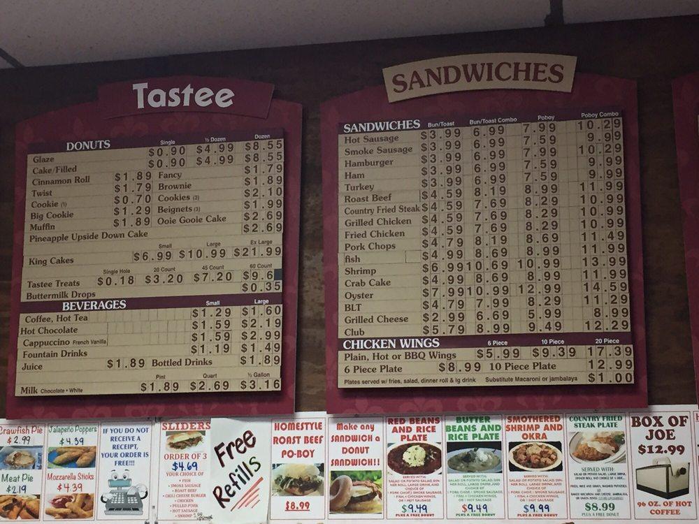 Menu at Tastee Donuts restaurant, Kenner, Loyola Dr # 2