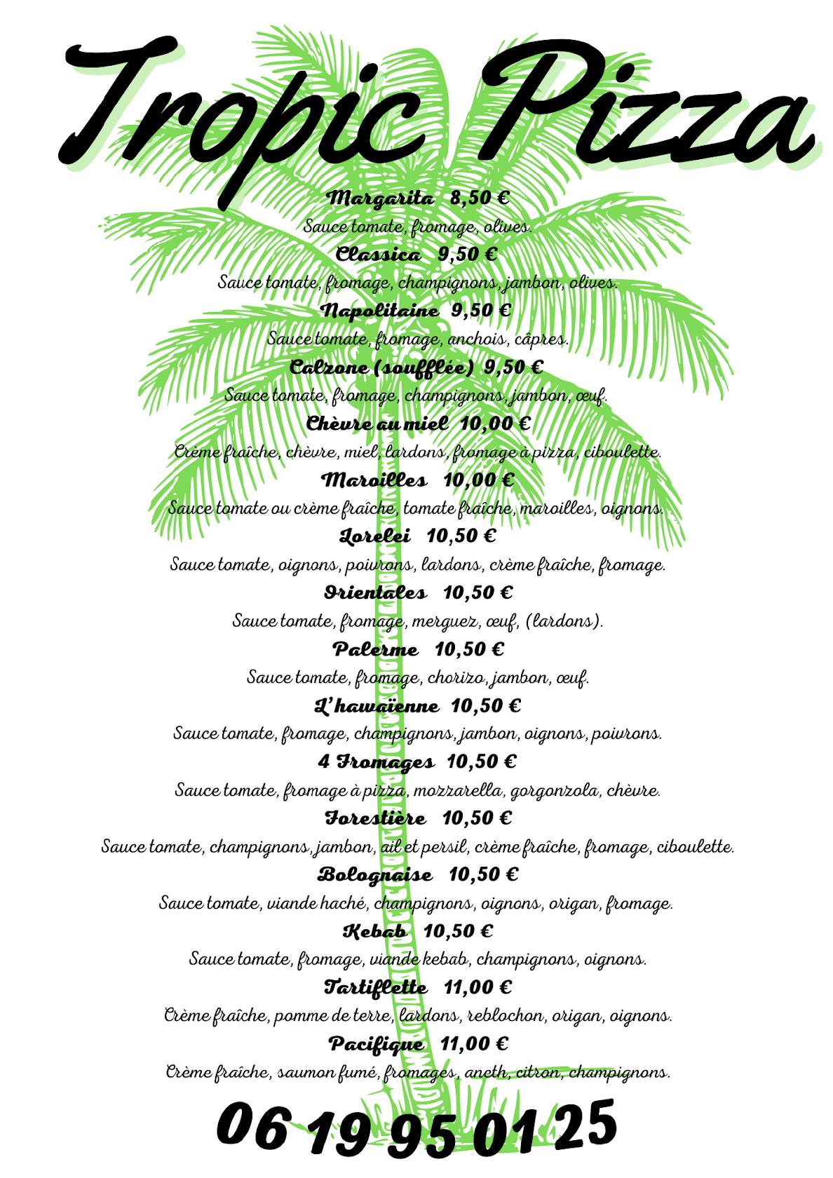 Menu at Tropic Pizza pizzeria, Épehy