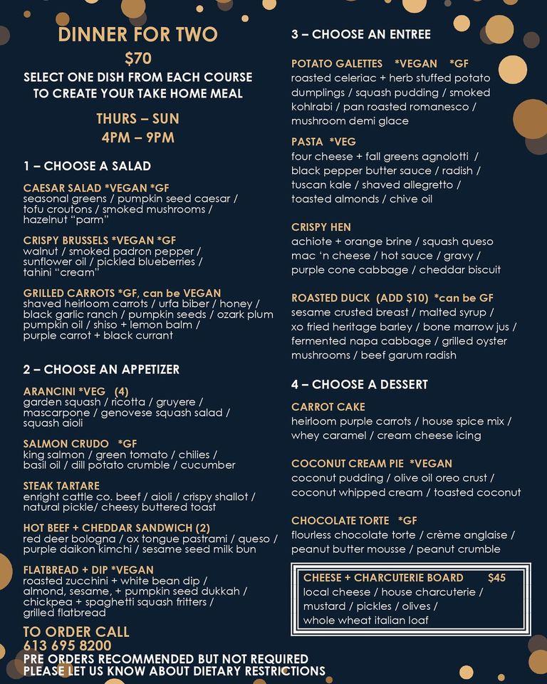 Menu at two six {ate} restaurant, Ottawa