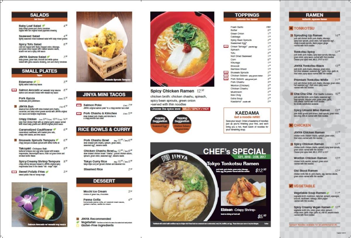 Menu at JINYA Ramen Bar - Fairfax, Merrifield, District Ave Unit 170
