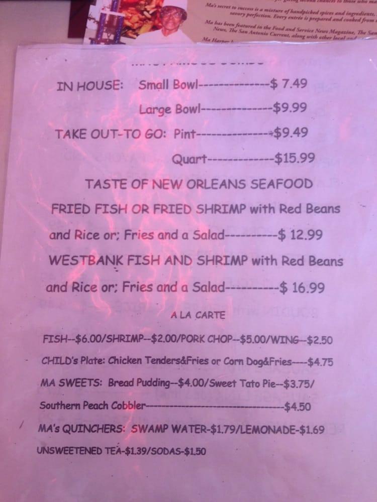 Menu at Ma Harper's Creole Kitchen desserts, San Antonio