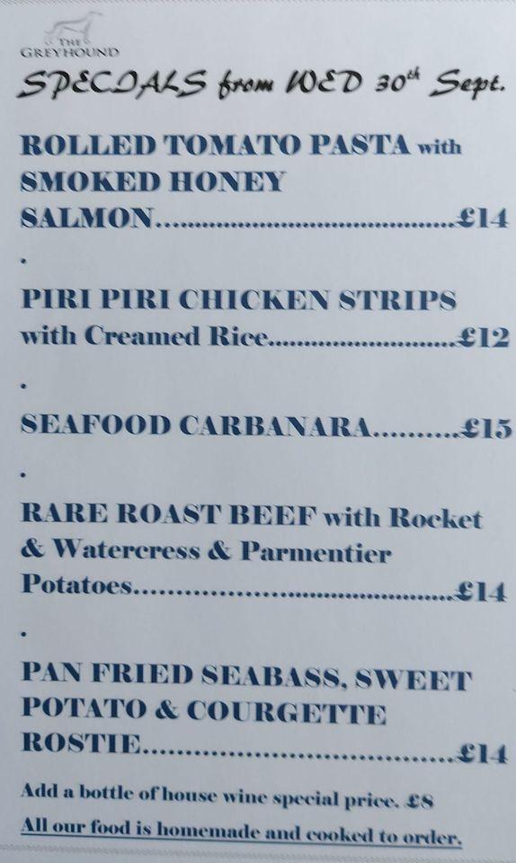 Menu at The Greyhound, Overton pub & bar, Overton