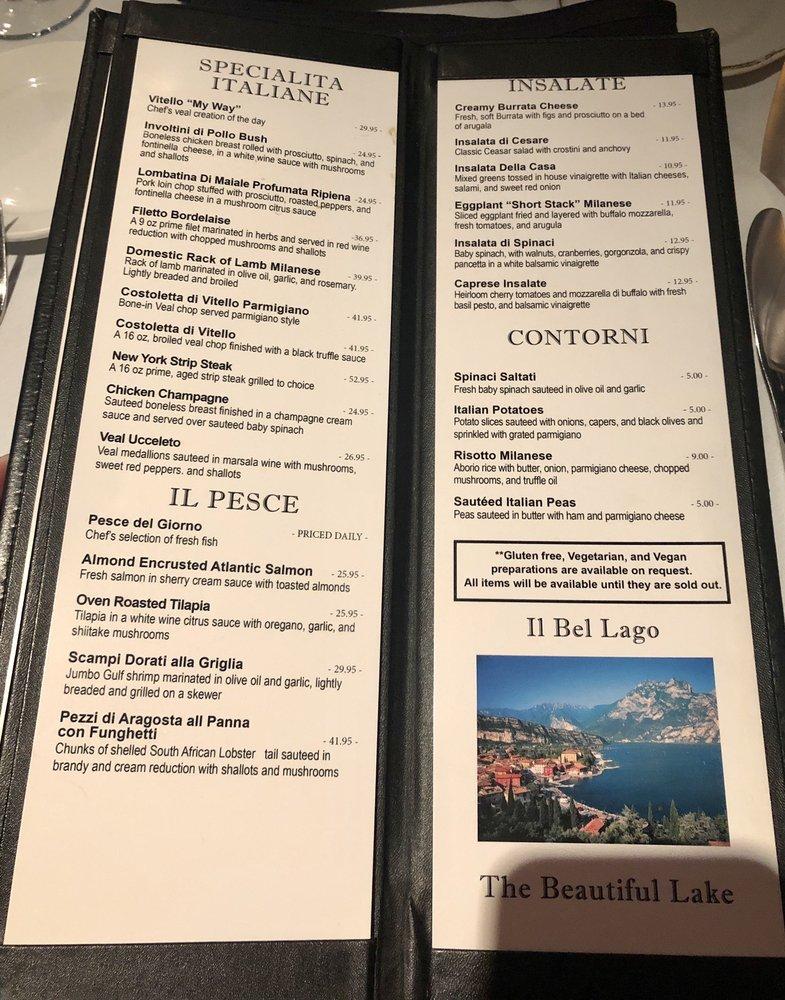 Menu at Il Bel Lago restaurant, Creve Coeur