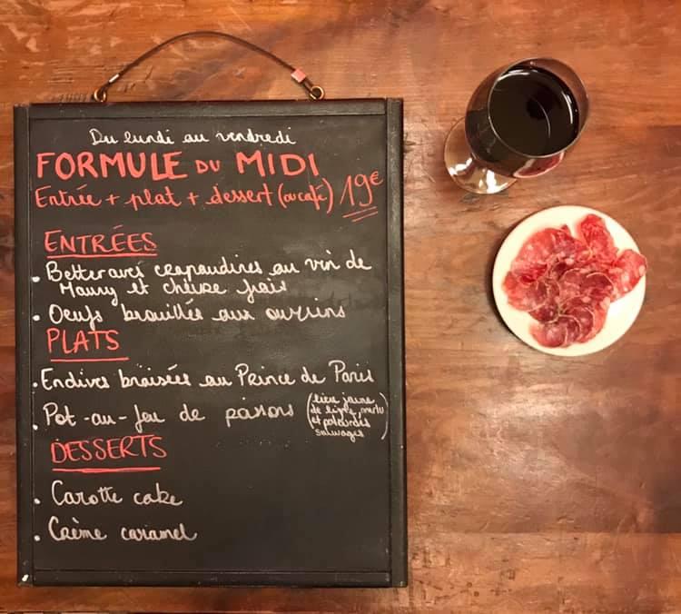 Menu at La Renaissance restaurant, Paris, 28 boulevard Ménilmontant
