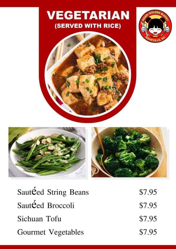 Menu at Asian Golden Buffet restaurant, Asheville