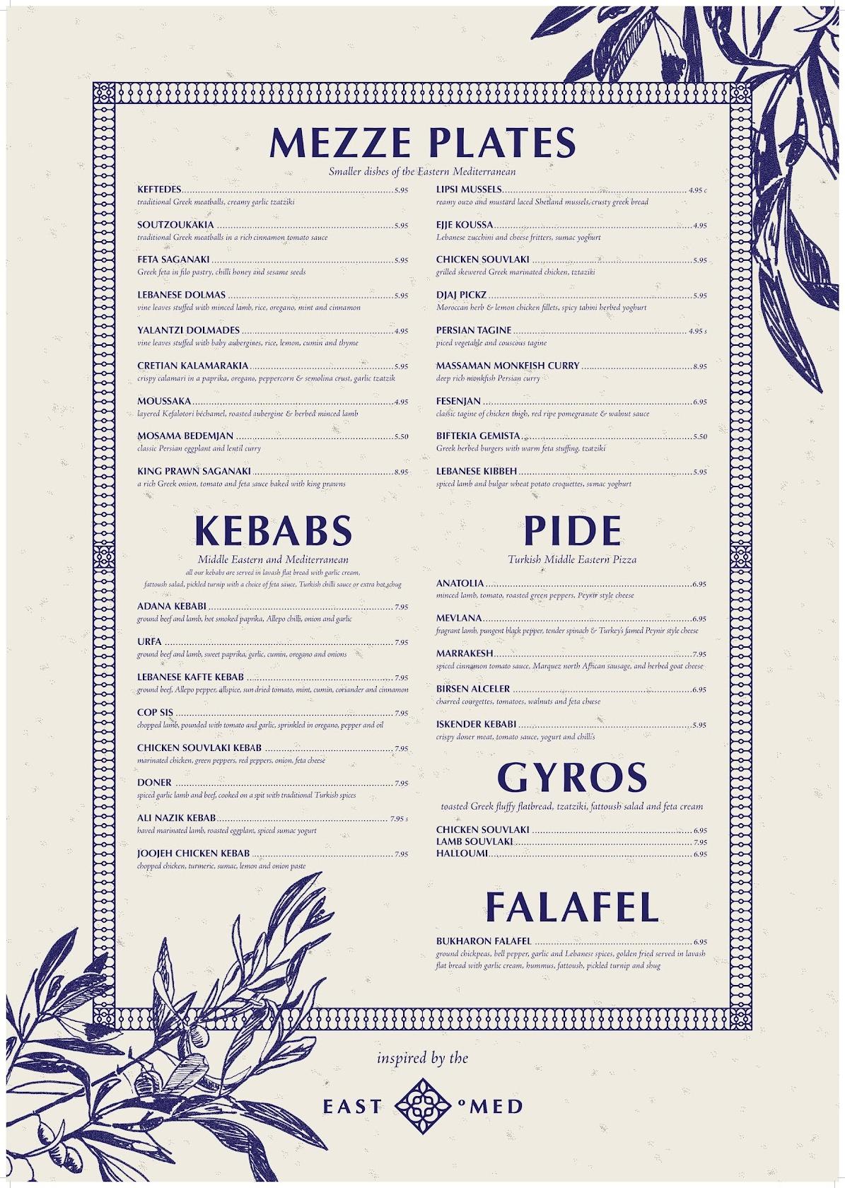 Menu at Panang restaurant, Glasgow
