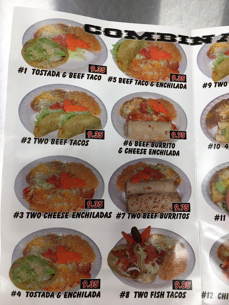 Menu at Pancho Villa Taco Shop restaurant, Kingman