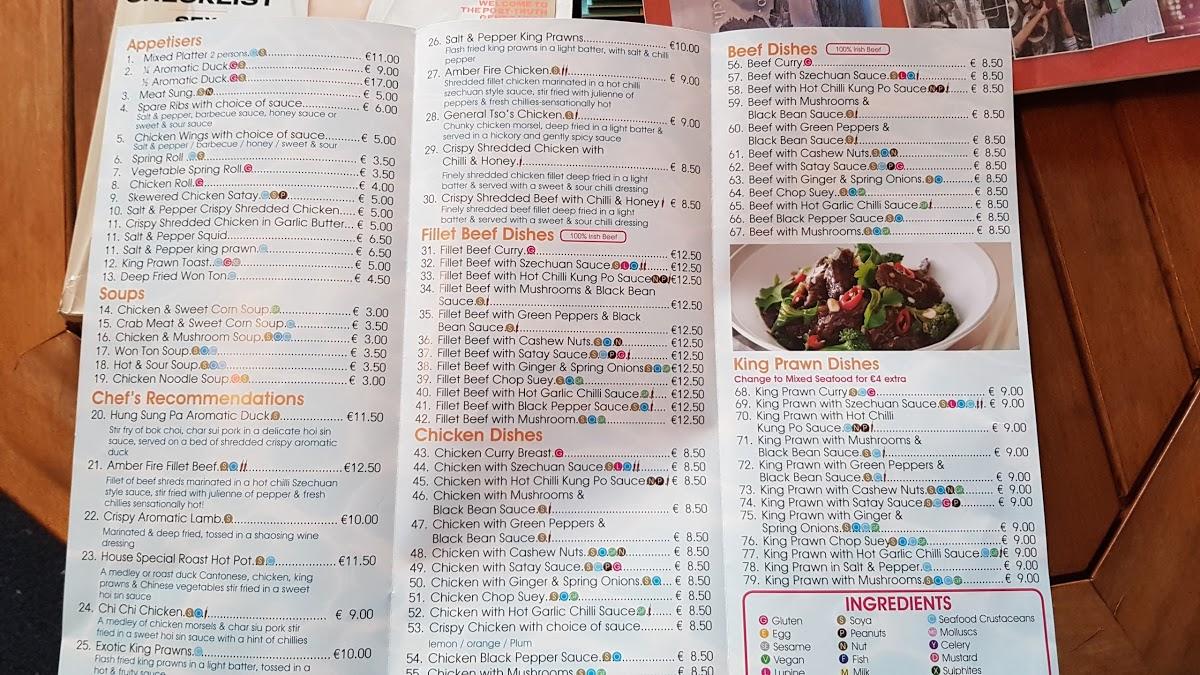 Menu at Sea Palace Chinese Restaurant, Clonakilty